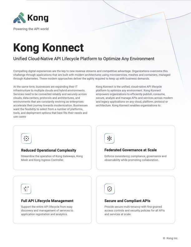 Kong Konnect: Unified Cloud-Native API Lifecycle Management Platform | Kong Inc.